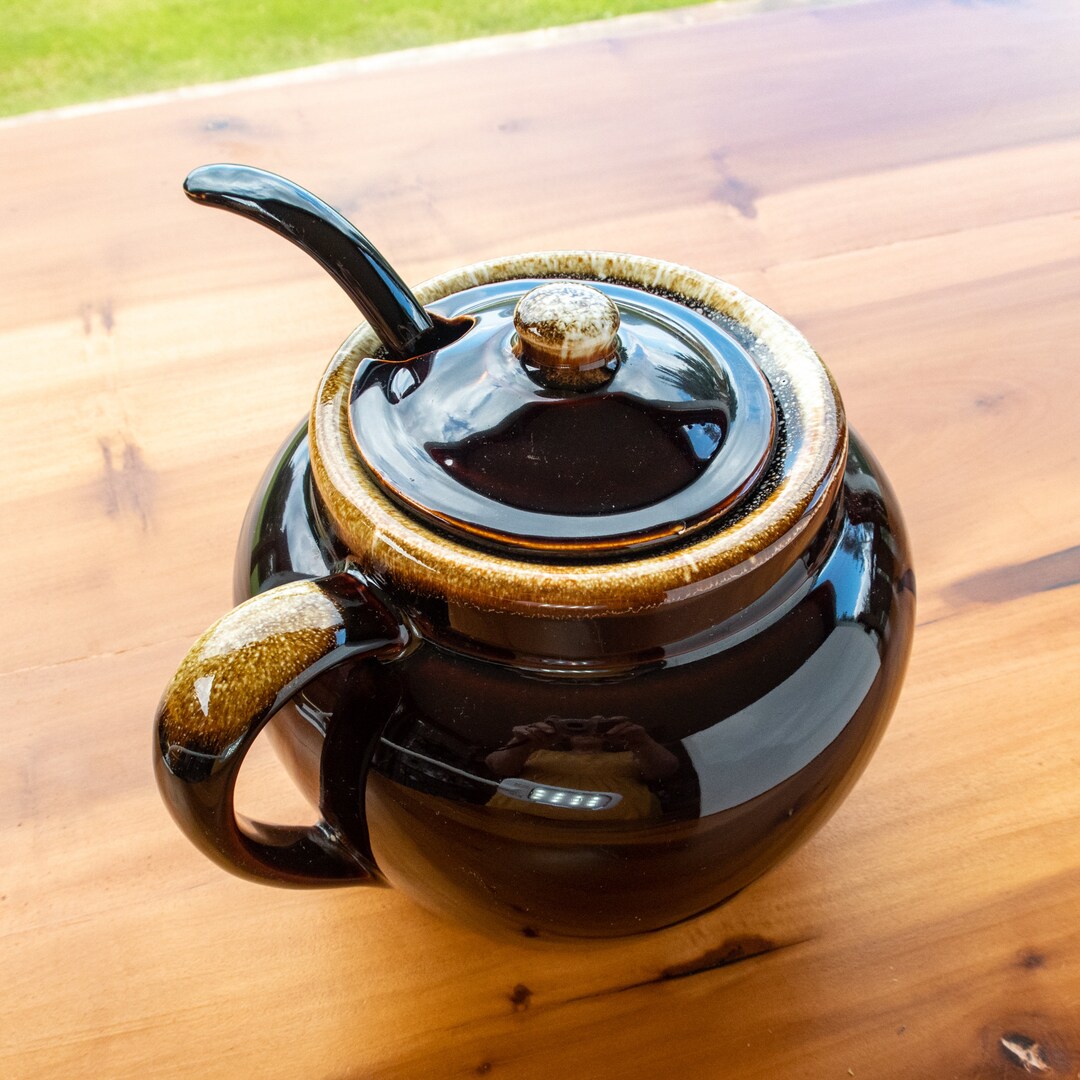 Brown Bean Pot, Vintage Pfaltzgraff Brown Drip Stoneware With Handle ...