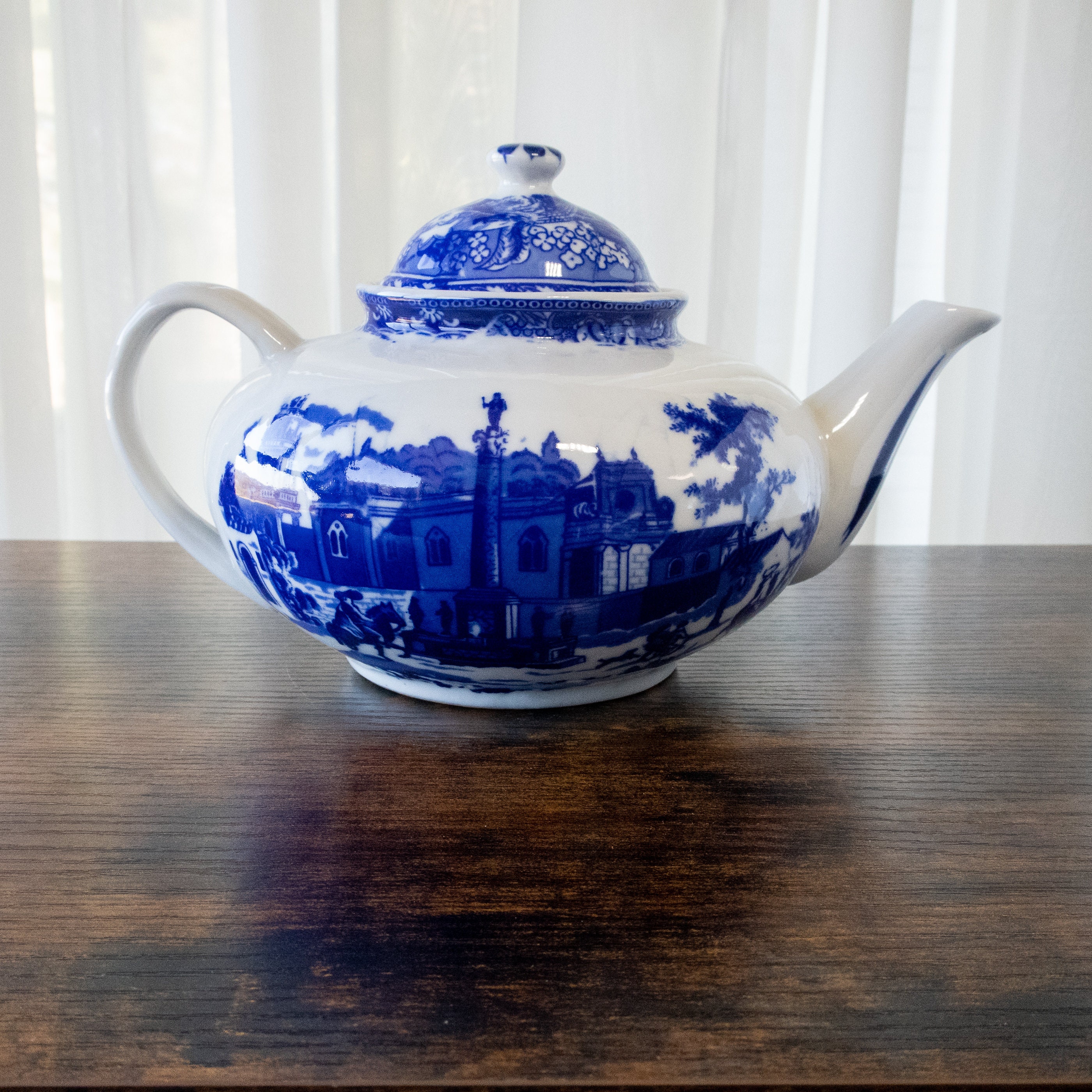 Flow Blue Victoria Ware Ironstone Teapot Blue & White Vintage Flow Blue ...