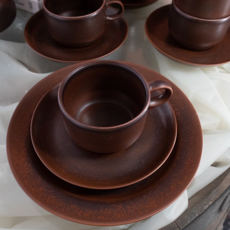 Burnish Brown German Made Pottery Tea Set 19 Piece Matching Set Vintage ...