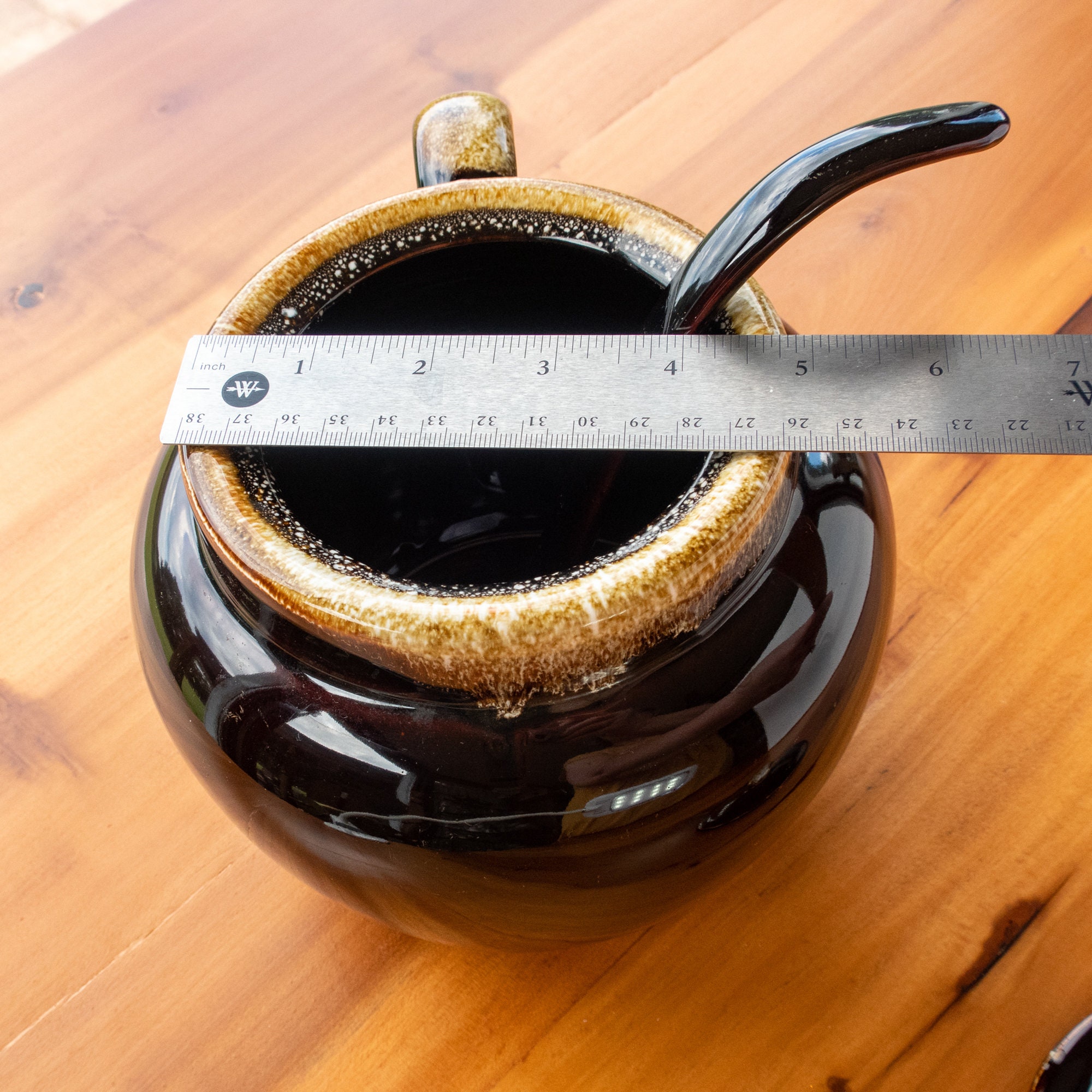 Brown Bean Pot, Vintage Pfaltzgraff Brown Drip Stoneware With Handle ...
