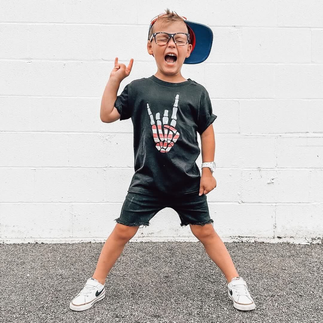Kids 4th of July Tee Baby Fourth of July Shirt Rocker Skelly Boys Tee ...