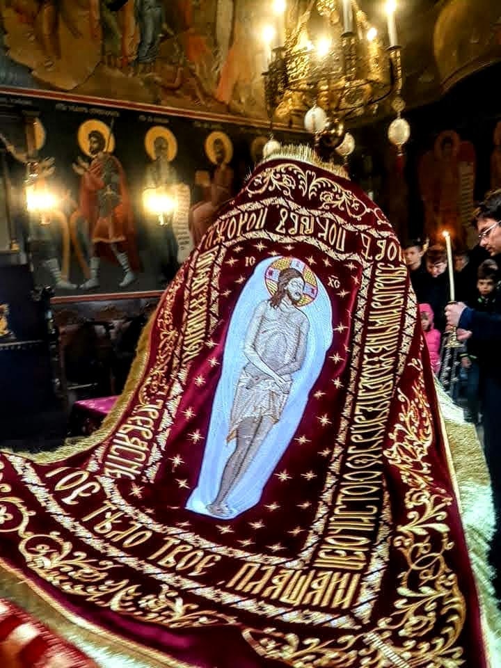 Fully-embroidered Orthodox Church Shroud epitaphios of Christ. Medium ...