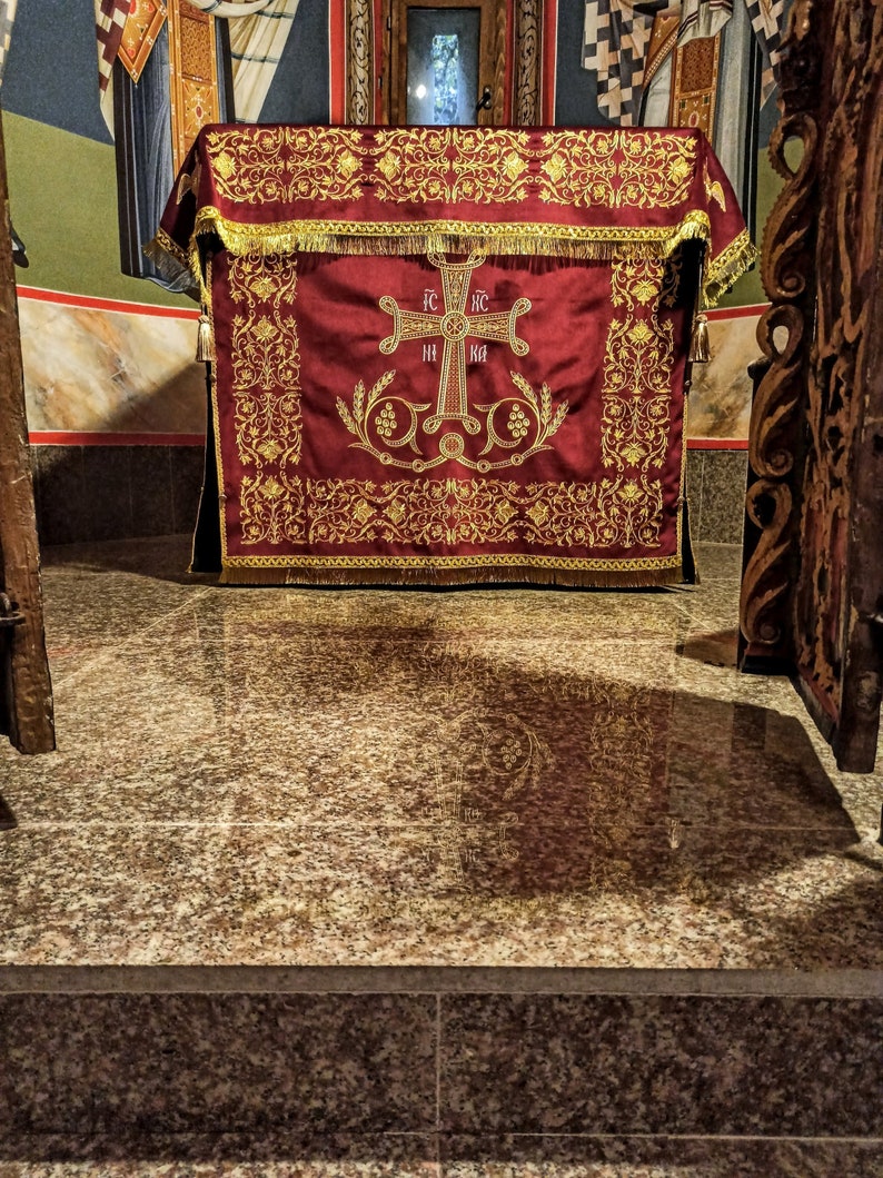 Holy Altar Cover Blue. Embroidered Altar Vestments. Byzantine Orthodox ...