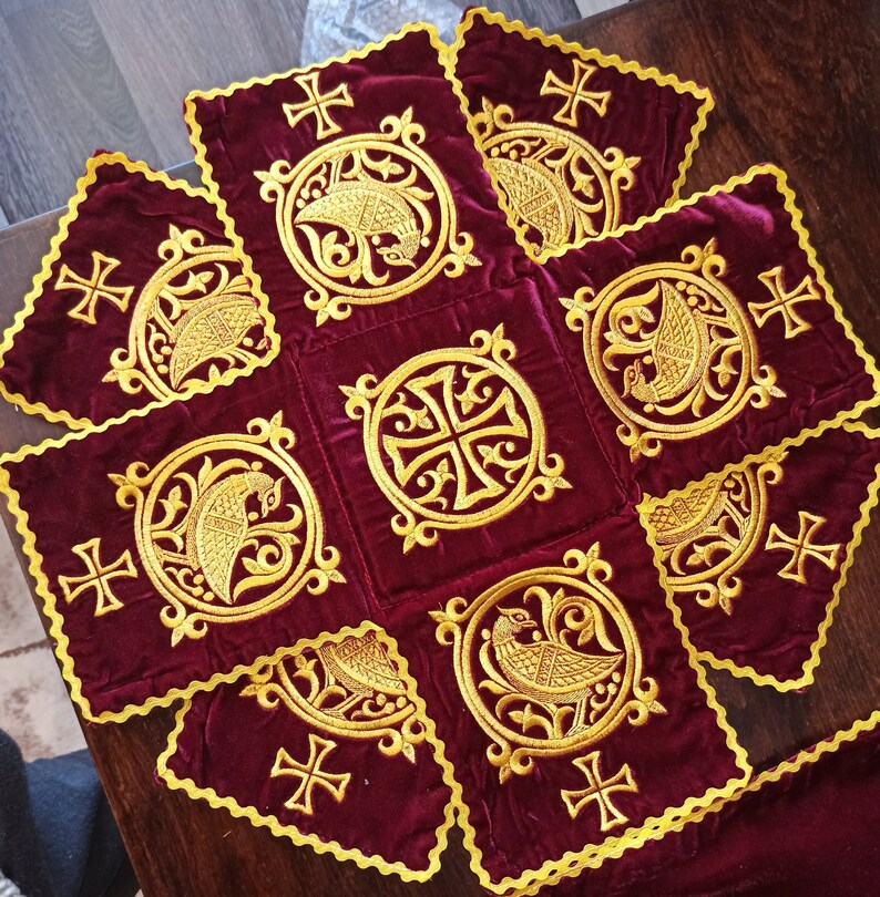 Chalice Covers Veils Grapevine Embroidered Gold Color Red - Etsy