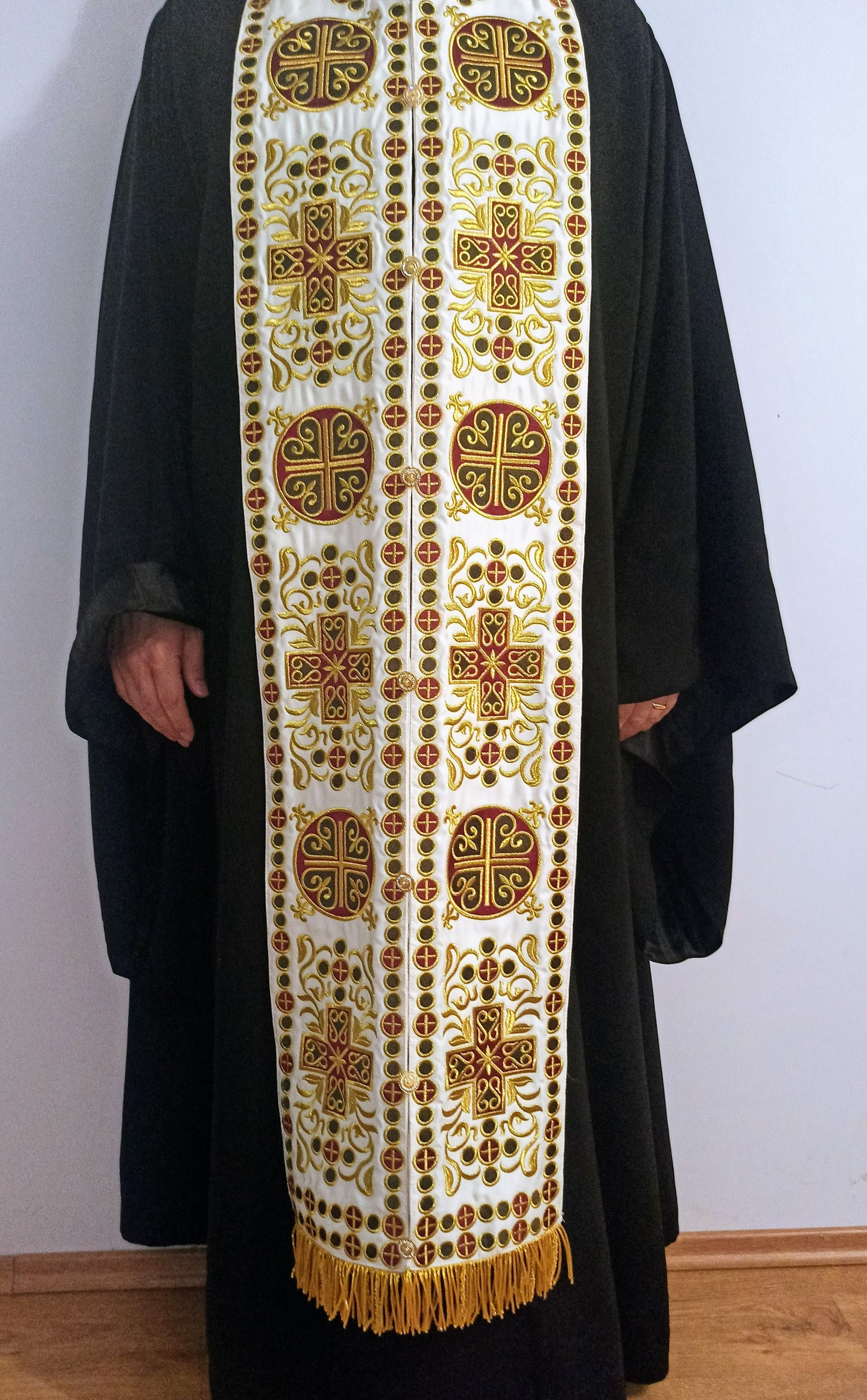 White Orthodox Epitrachelion. Full Embroidery for Priest and Bishops ...