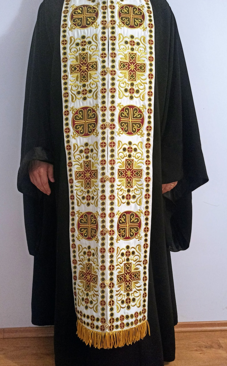 White Orthodox Epitrachelion. Full Embroidery for Priest and Bishops ...