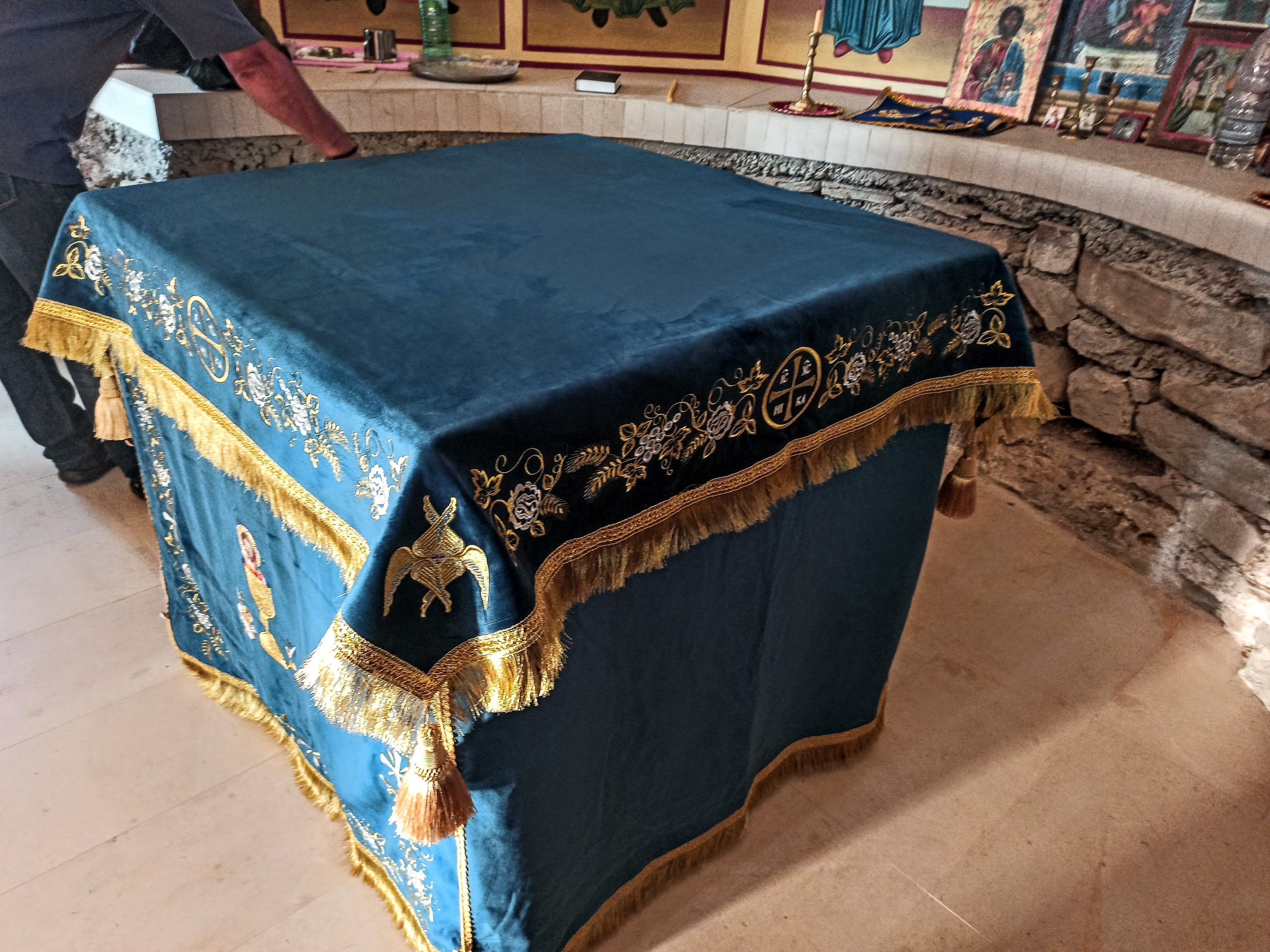 Holy Altar Cover Blue. Embroidered Altar Vestments. Byzantine Orthodox ...