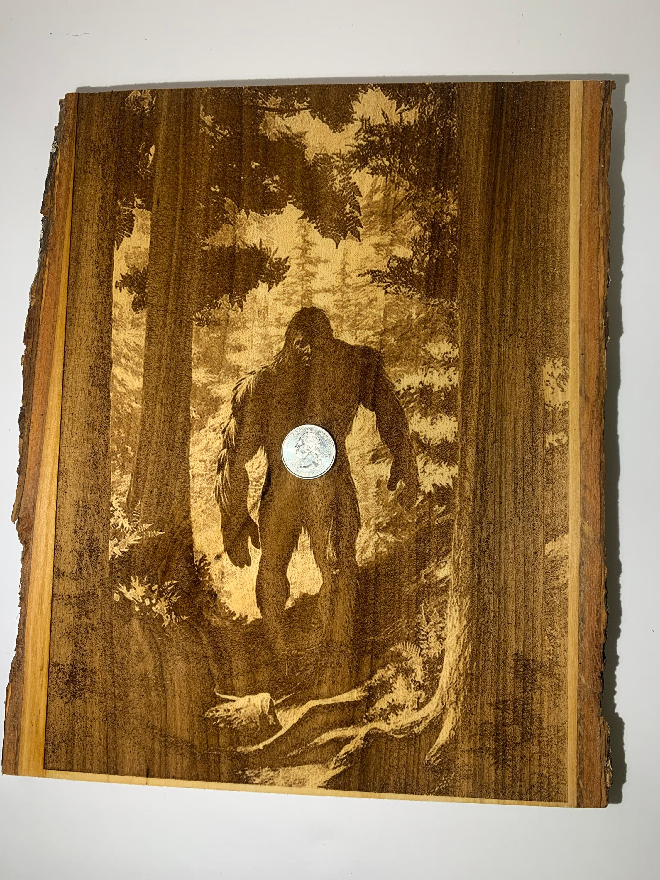 Bigfoot Wood Relief Carving(laser Etched) on Natural Wood - Etsy