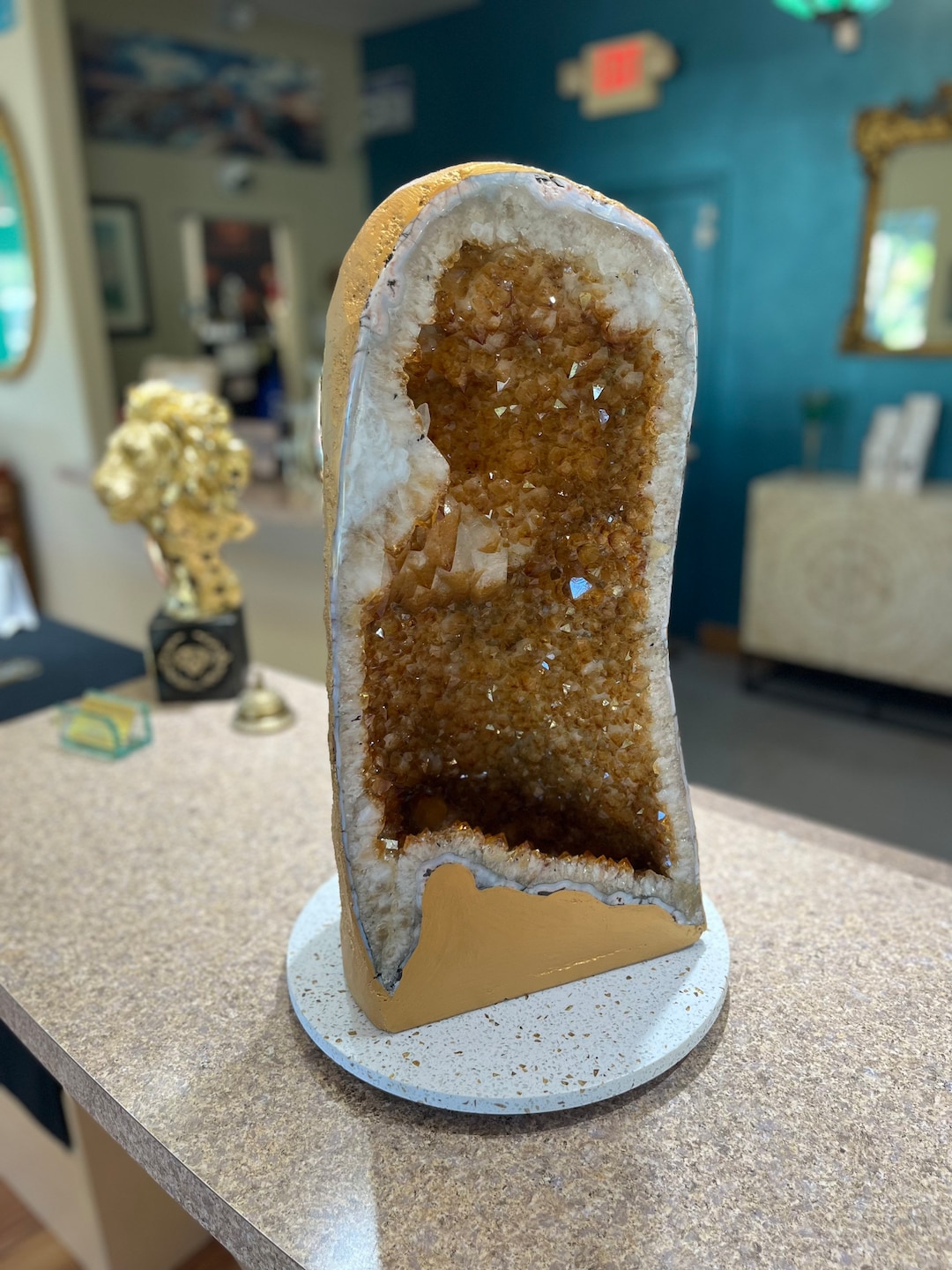 Golden Citrine Geode Cave! 24k Gold Accent - Etsy