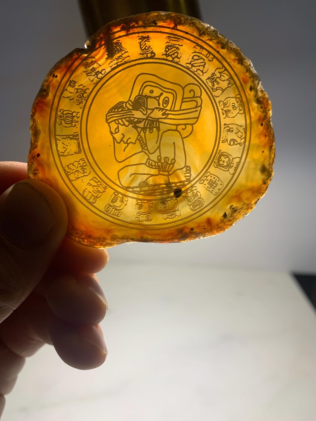 Mayan Haab Calender Agate Slice Laser Etched - Etsy