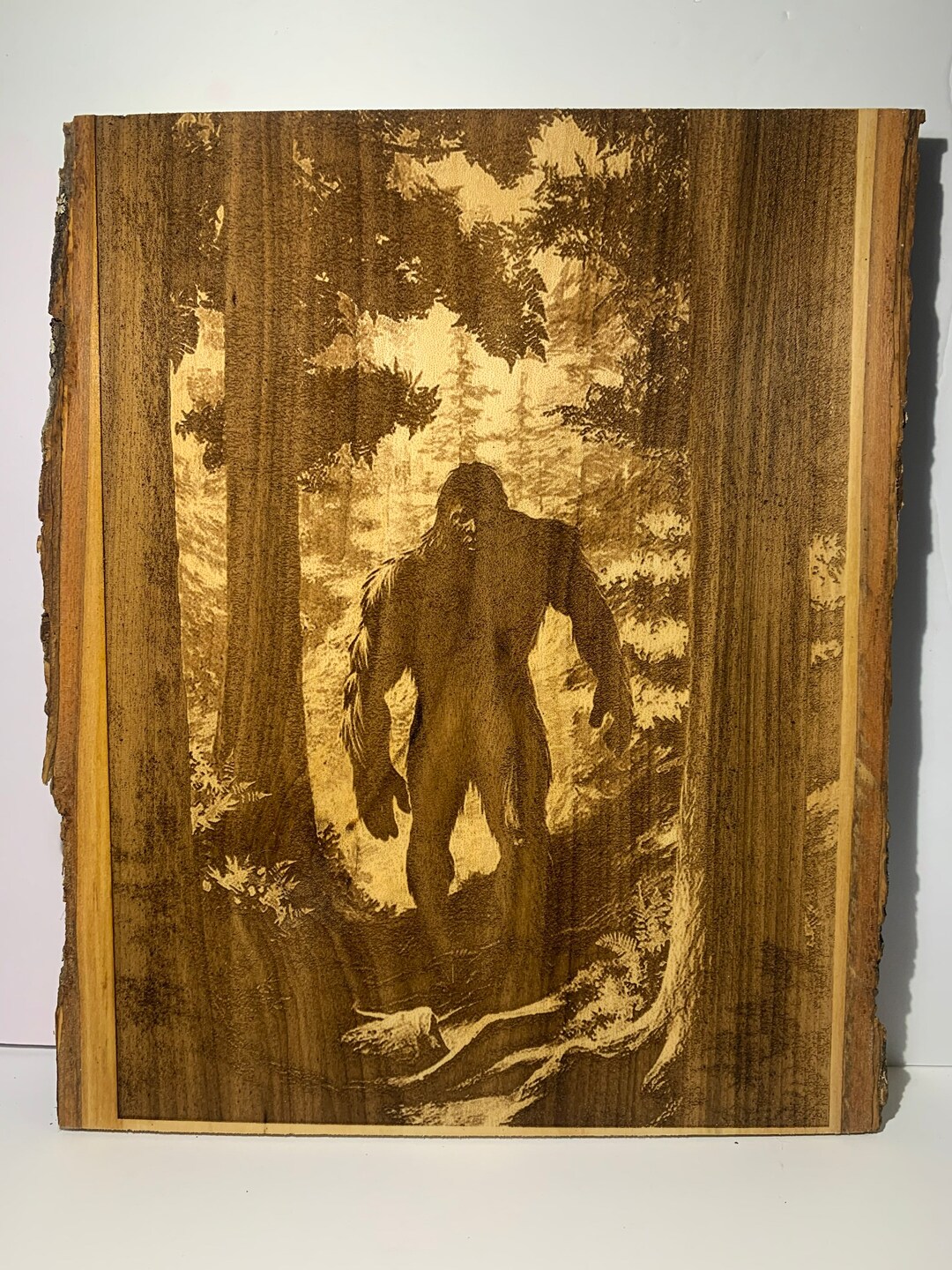 Bigfoot Wood Relief Carving(laser Etched) on Natural Wood - Etsy