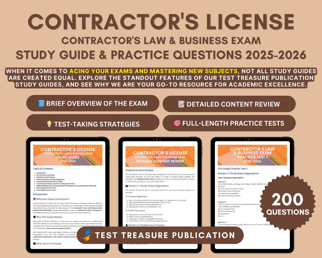Contractors Exam Study Guide 2025-2026: Law & Business Prep (PDF ...