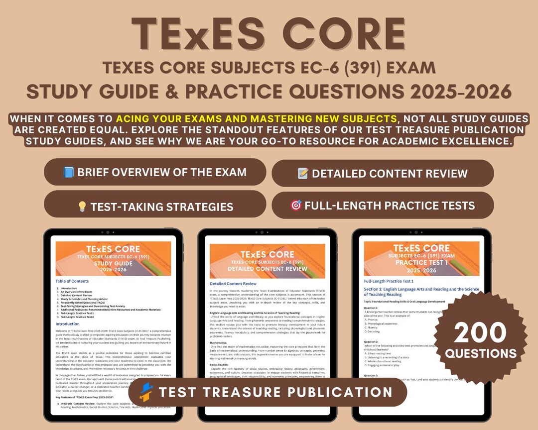 Texes Core Subjects EC-6 Study Guide 2025-2026: Practice Tests - Etsy