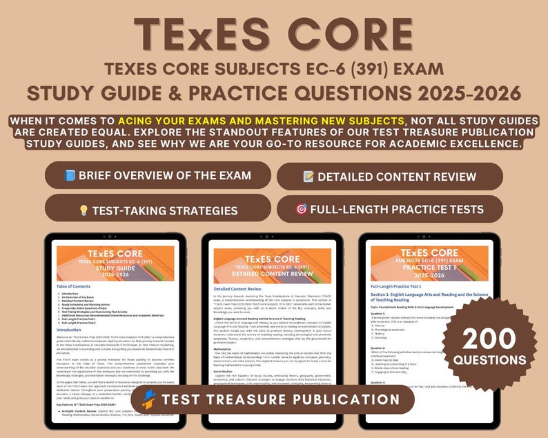 Texes Core Subjects EC-6 Study Guide 2025-2026: Practice Tests - Etsy