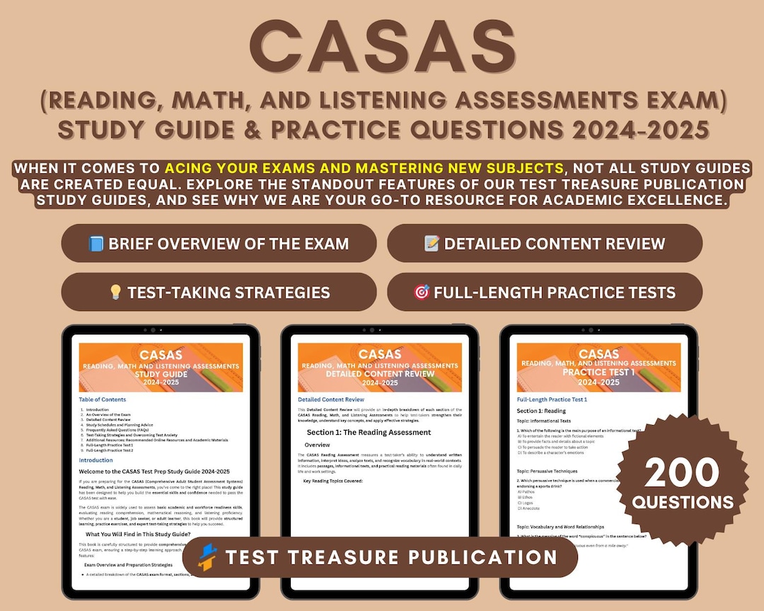 CASAS Test Prep Study Guide 2024-2025: Detailed Content Review of ...