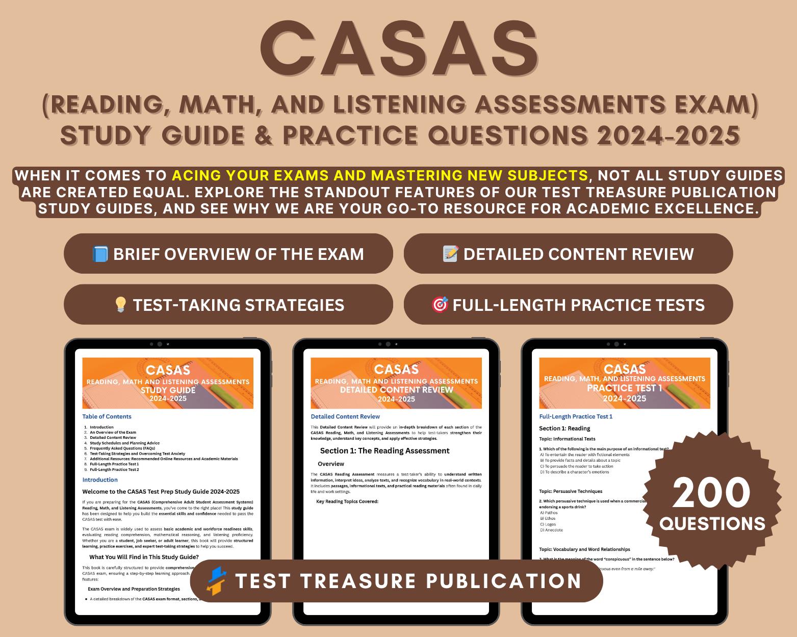 CASAS Test Prep Study Guide 2024-2025: Detailed Content Review of ...