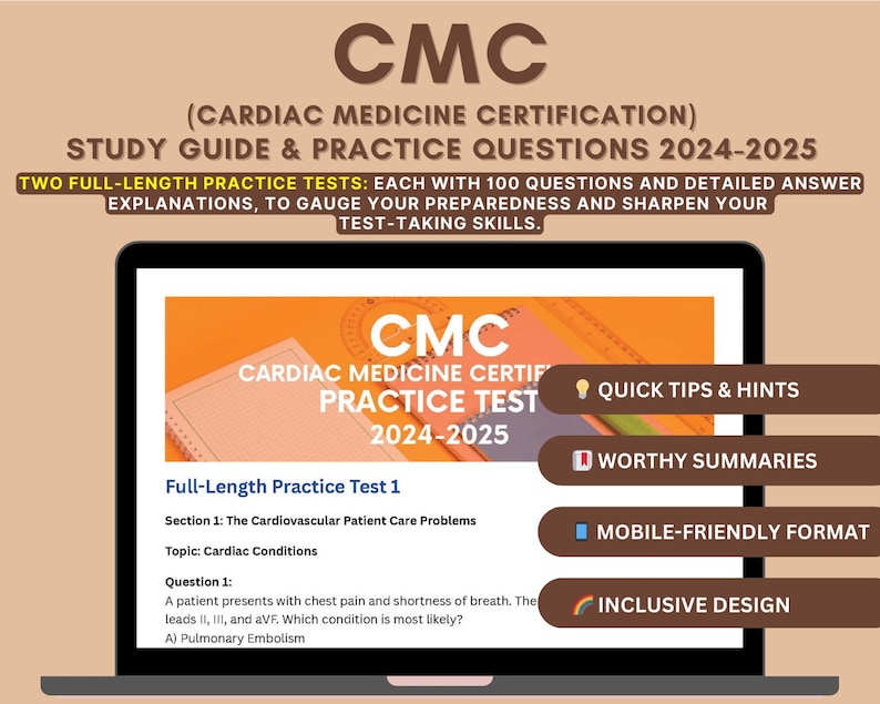 CMC Study Guide 2024-2025: Pass the Cardiac Medicine Certification Exam ...
