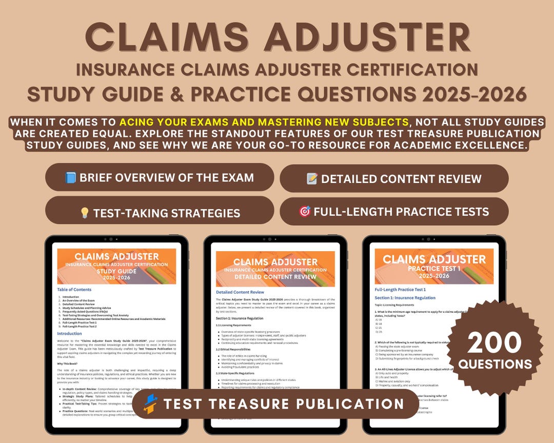 Claims Adjuster Exam Study Guide 2025-2026: Practice Tests & Review - Etsy
