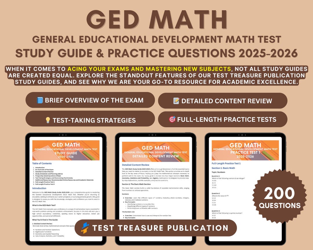 GED Math Study Guide 2025-2026: Practice Tests & Content Review - Etsy