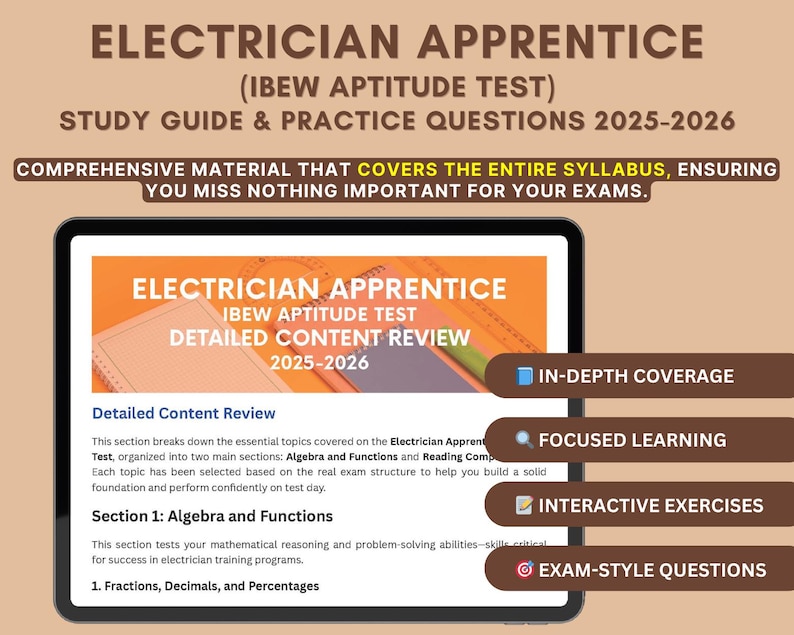 IBEW Electrician Apprentice Exam Prep: Study Guide + 2 Practice Tests ...