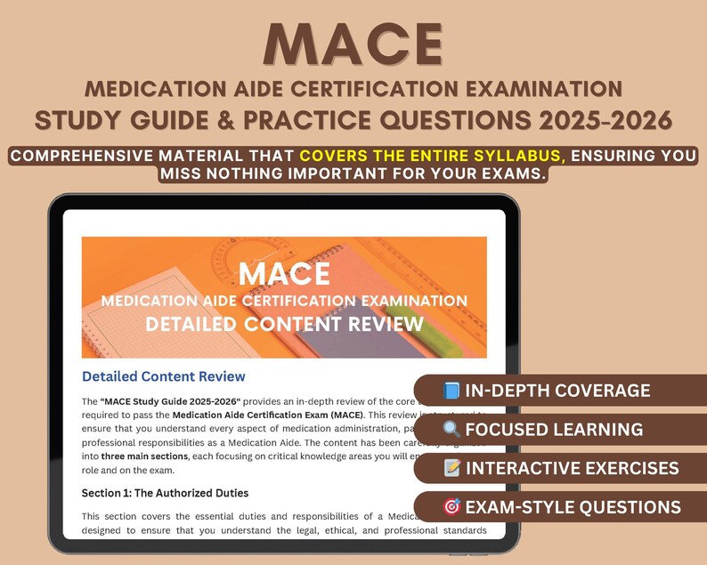 MACE Study Guide 2025-2026: Medication Aide Exam Prep & Practice Tests ...