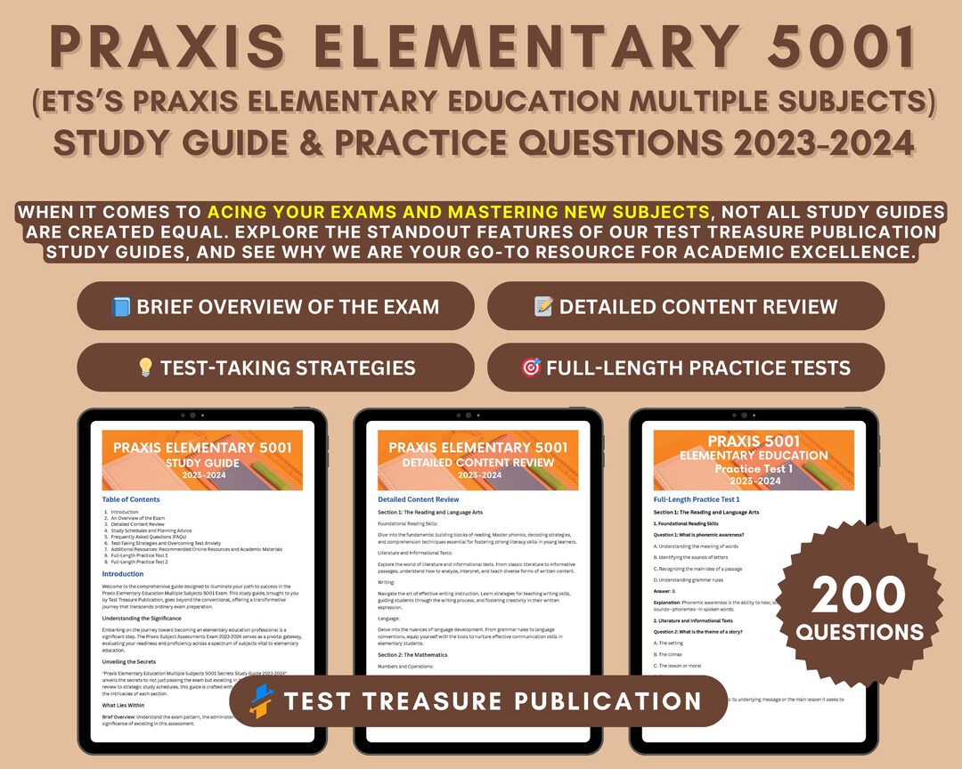 Praxis Elementary Education Multiple Subjects 5001 Study Guide 2023 ...