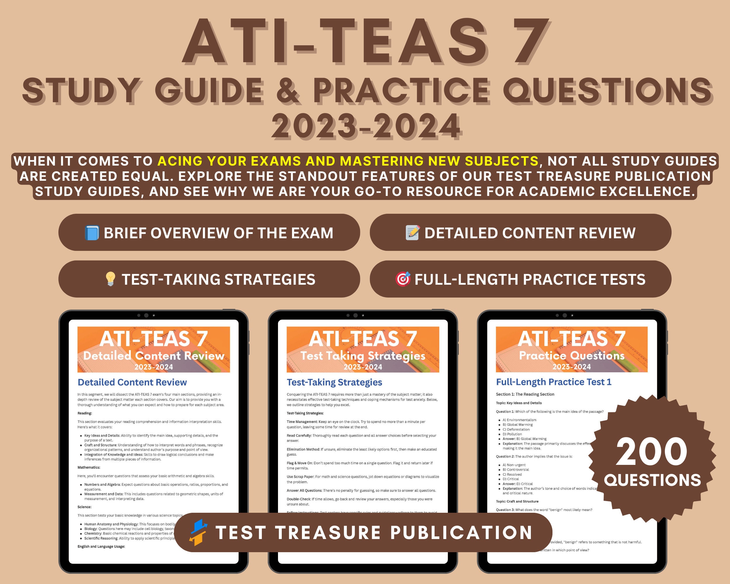 ATI TEAS 7 Study Guide and Practice Questions 2023-24: ATI Teas 7 Exam ...