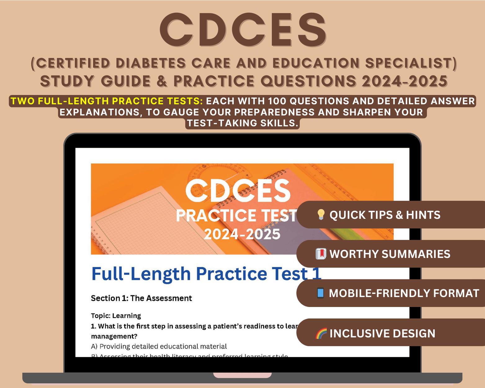 CDCES Exam Study Guide 2024-2025: In-depth Study Guide With Practice ...