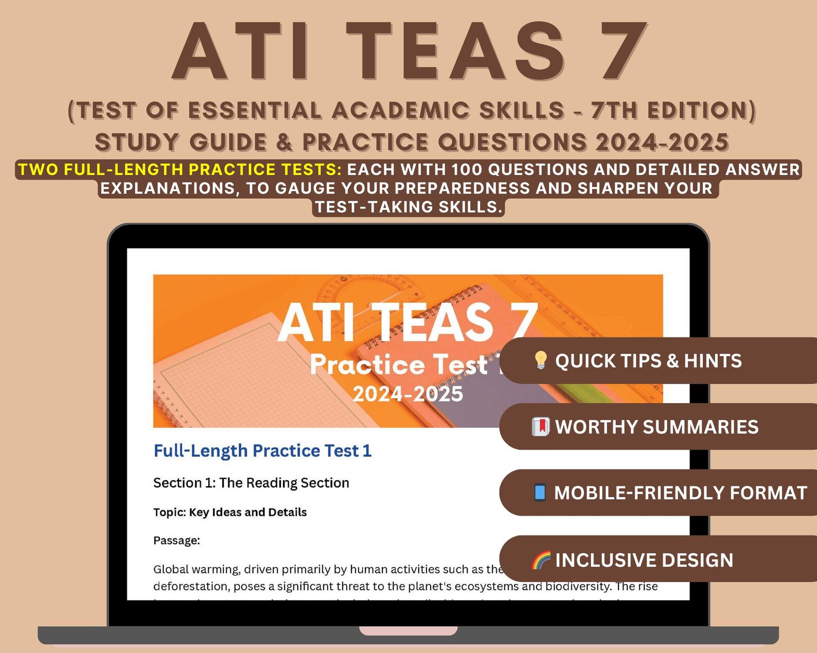 ATI TEAS 7 Study Guide and Practice Questions 2024-25: ATI Teas 7 Exam ...