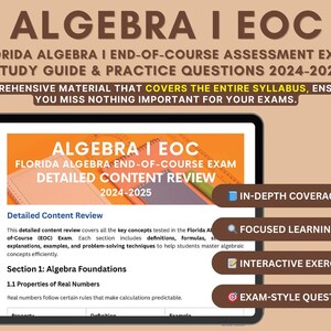 Florida Algebra I End-of-course (EOC) Study Guide 2024-2025: Detailed ...