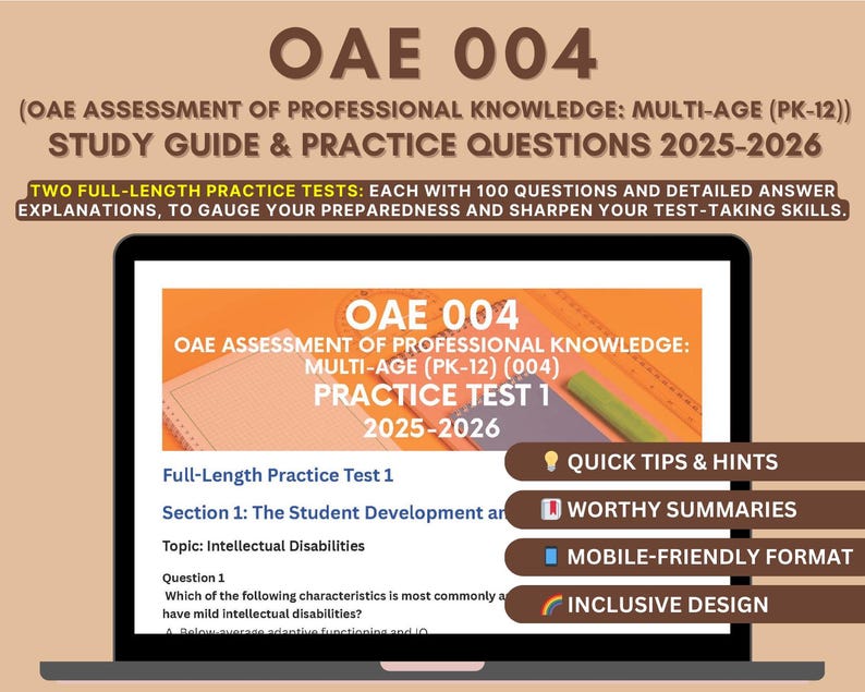OAE 004 PK-12 Study Guide 2025-2026 – Practice Tests (printable PDF ...
