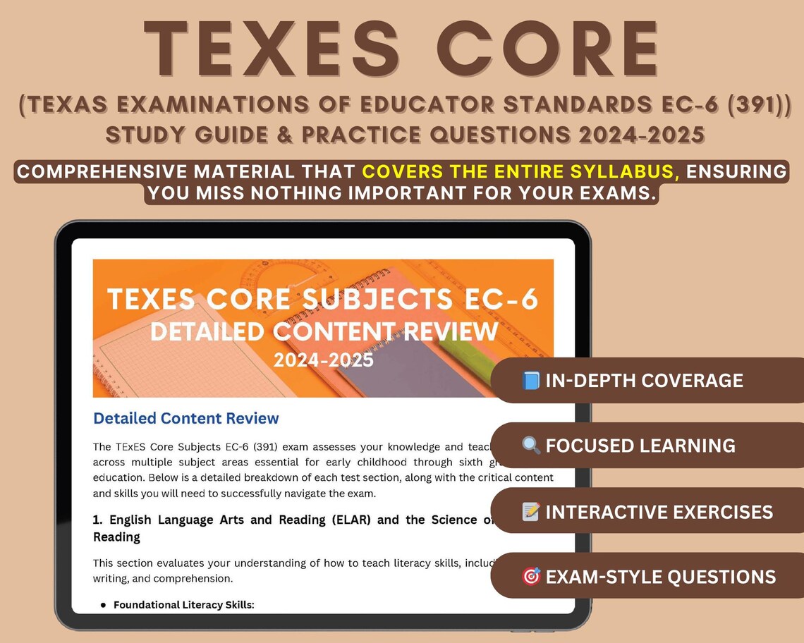 Texes Core Subjects EC-6 Exam Study Guide 2024-2025: In-depth Content ...