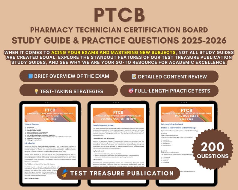 PTCB Exam Study Guide 2025-2026: Pharmacy Technician Certification ...