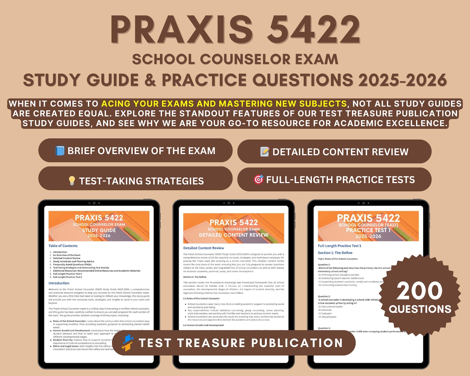 Praxis School Counselor Exam (5422) Study Guide: 2 Practice Tests - Etsy