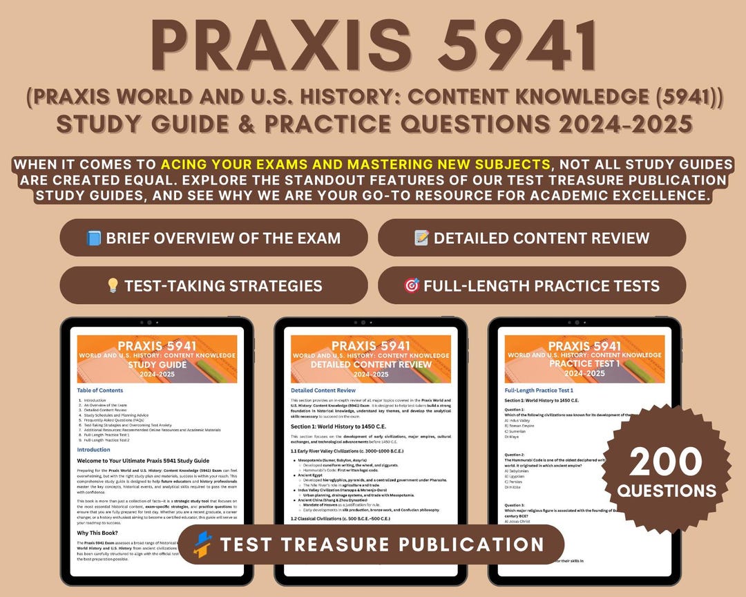 Praxis World and U.S. History Content Knowledge 5941 Study Guide 2024 ...