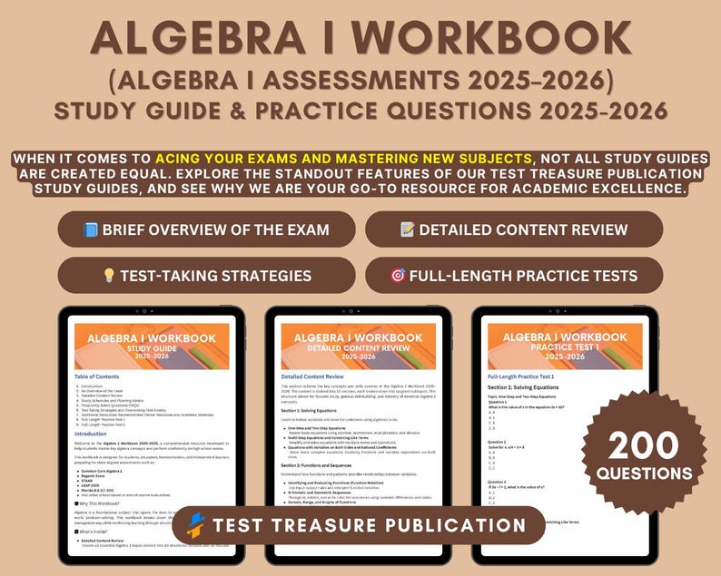 Algebra 1 Workbook 2025-2026 – High School EOC Exam Prep (PDF) - Etsy ...