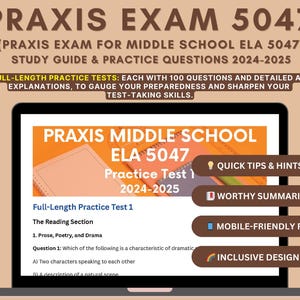 Praxis Middle School English Language Arts 5047 Study Guide 2024-2025 ...