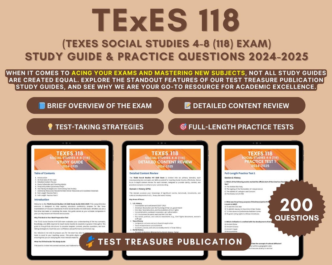 Texes Social Studies 4-8 (118) Study Guide 2024-25: In-depth Review of ...