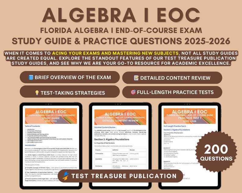 Florida Algebra 1 EOC Study Guide: Practice Tests & Content Review ...