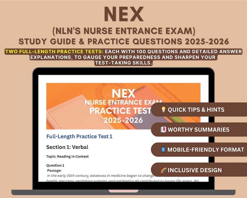 NEX NLN Nurse Entrance Exam Study Guide 2025-2026 (digital Download) - Etsy