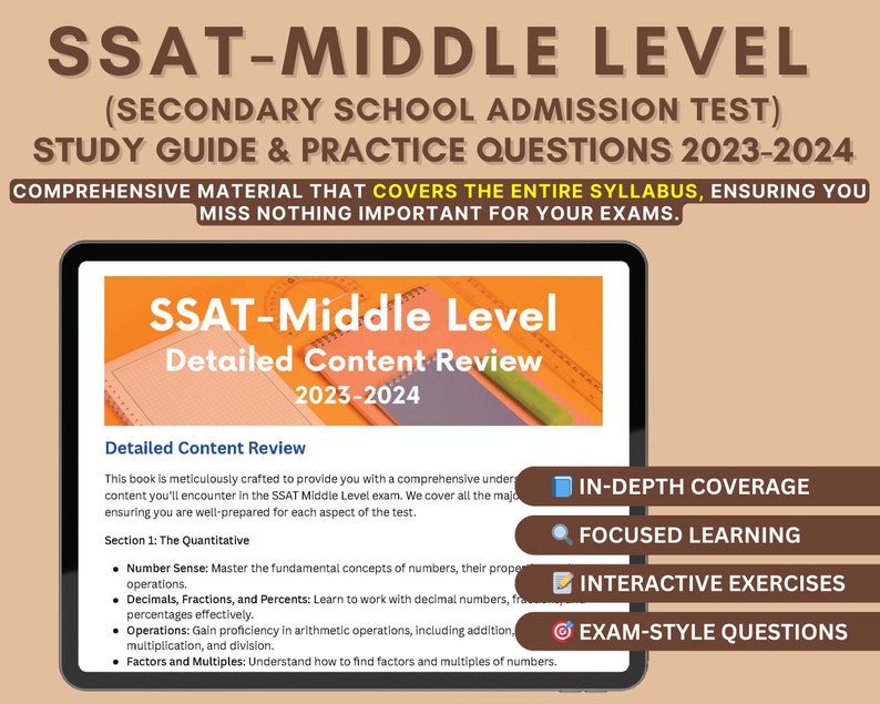 SSAT Middle Level Prep Book 2023-2024: In-depth Review of Quantitative ...