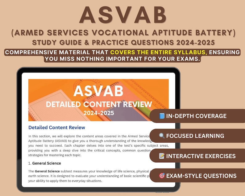 ASVAB Study Guide 2024-2025: In-depth Content Review, Practice Tests ...