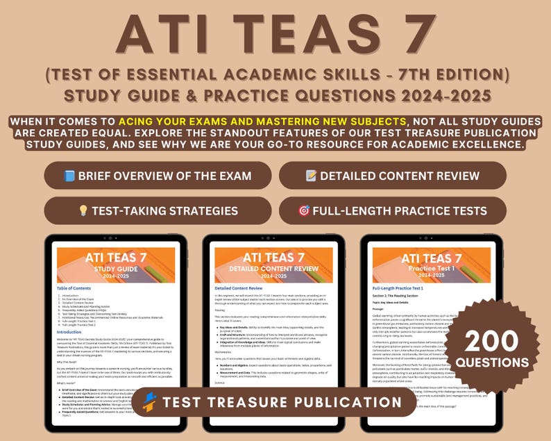 ATI TEAS 7 Study Guide and Practice Questions 2024-25: ATI Teas 7 Exam Prep With 2 Full-length ...
