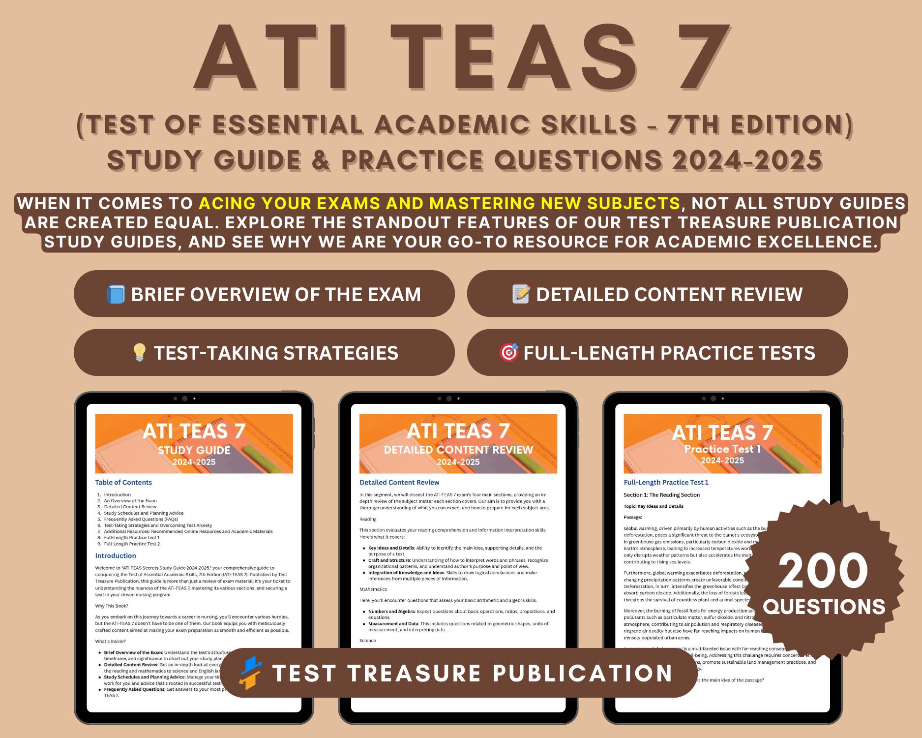 ATI TEAS 7 Study Guide and Practice Questions 2024-25: ATI Teas 7 Exam ...