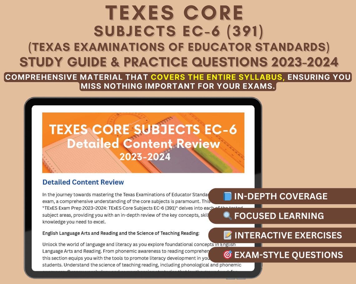 Texes Core Subjects EC-6 Exam Study Guide 2023-2024: In-depth Content ...