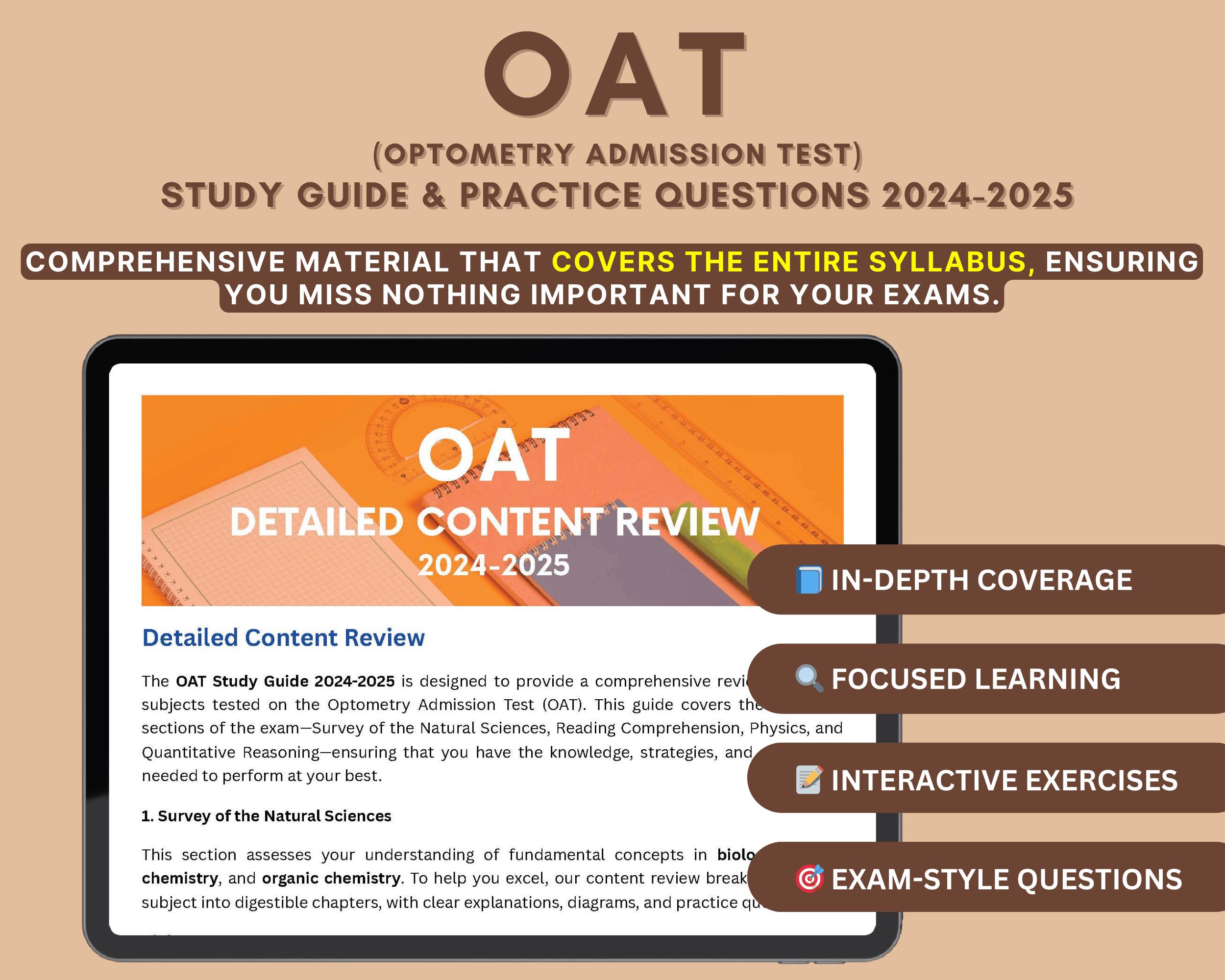 OAT Prep Book 2024-2025: Optometry Admission Test Study Guide With In ...