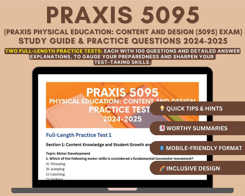 Praxis Physical Education Content and Design 5095 Exam Study Guide 2024 ...