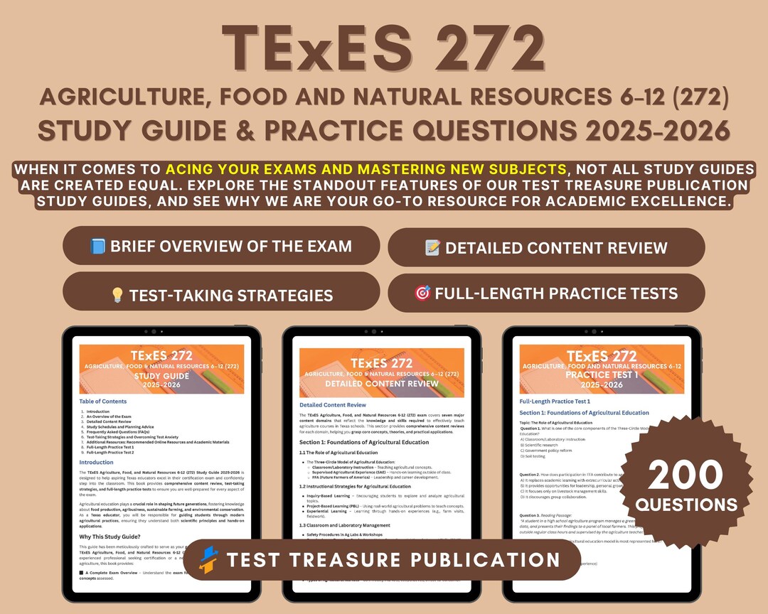 Texes Agriculture 6-12 (272) Exam Study Guide, Practice Tests - Etsy