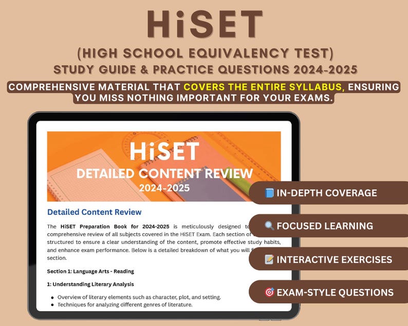 Hiset Exam Prep 2024-2025: Hiset Study Guide for High School ...