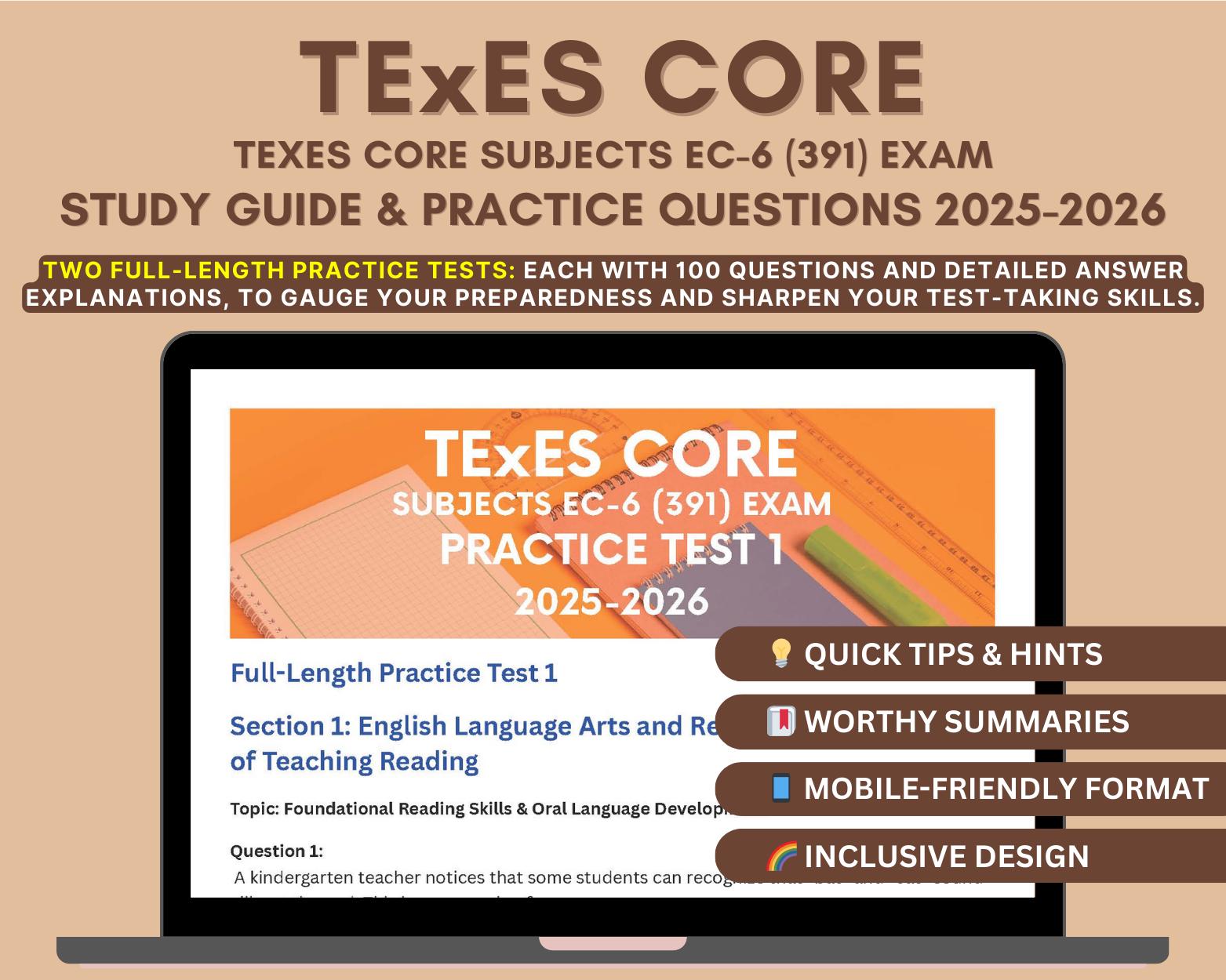 Texes Core Subjects EC-6 Study Guide 2025-2026: Practice Tests - Etsy
